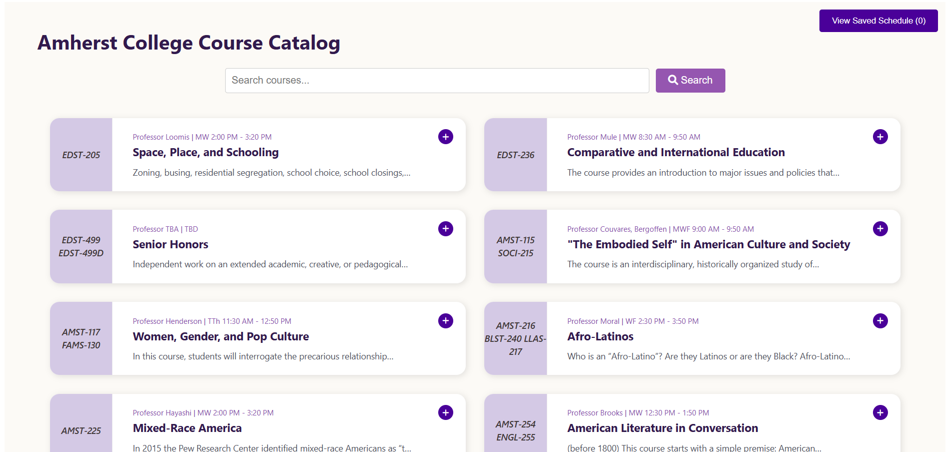 Amherst Coursework | Hugo Academic CV Theme